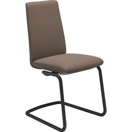Polsterstuhl stressless "Laurel", braun (mole batick, schwarz matt), B:53cm H:92cm T:59cm, Leder BATICK: BATICK ist ein leicht korrigiertes, durchgefärbtes und genarbtes Möbelleder, bei dem die meisten Unebenheiten und Spuren in der Regel entfernt wurden., Stühle, Low Back, Größe M, mit Beinen aus Stahl in Schwarz matt