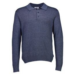 Poloshirt LINDBERGH "LINDBERGH Strickpullover", Herren, Gr. L, dk blau blend, Obermaterial: 80% Viskose, 20% Nylon, schmal, V-Ausschnitt, Shirts