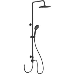 Duschsystem Wenko "Watersaving", schwarz, Edelstahl, Brausegarnituren, einfacher Anschluss an bestehende Armatur oder Wandanschlussbogen
