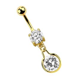 Adelia´s Bauchnabelpiercing ADELIA´S "Piercing Piercing Bauchnabelpiercing", Damen, Gr. onesize, gold, Chirurgiestahl, Piercings, 316l Stahl goldene Banane - Anhänger mit rundem Kristall