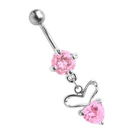 Adelia&acute;s Bauchnabelpiercing ADELIA&acute;S "Piercing Bauchnabelpiercing", rosa, Piercings, Damen, onesize, Titan, Banane mit rundem, gefasstem Zirkonia