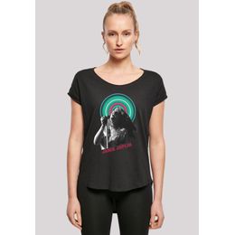 T-Shirt F4NT4STIC "Long Cut T-Shirt 'Janis Joplin Halo Photo'", Damen, Gr. XS, schwarz, Obermaterial: 100% Baumwolle, regular fit, Rundhals, ohne Bündchen, Shirts, Damen,Premium Merch,Lang,Longshirt,Bandshirt
