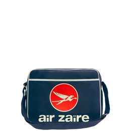 Schultertasche logoshirt "Air Zaire", Damen, Gr. B/H/T: 40cm x 30cm x 40cm, blau (dunkelblau, weiß), Kunstfaser, bedruckt, mehrfarbig, Taschen, mit Air Zaire-Frontdruck