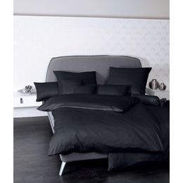 Bettwäsche Janine "Colors 31001", schwarz, B/L: 155cm x 220cm, 1 Stk., 1 Stk., Mako-Satin, B/L: 80cm x 80cm, 2 Stk., Mako-Satin, Obermaterial: 100% Baumwolle, Bettwäsche, feinfädige uni Bettwäsche für alle Jahreszeiten, Markenreißverschluss