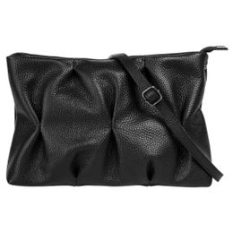 Umhängetasche CLUTY, Damen, Gr. B/H/T: 24cm x 20cm x 5cm onesize, schwarz, Leder, leicht glänzend, unifarben, Taschen, echt Leder, Made in Italy