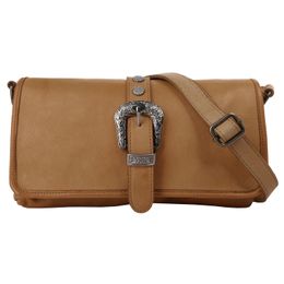 Umhängetasche FORTY, Damen, Gr. B/H/T: 29cm x 17cm x 4cm onesize, braun (cognac), Leder, vintage, Taschen, echt Leder, Made in Italy