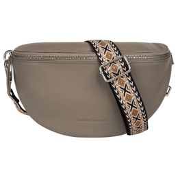 Gürteltasche Bruno Banani, Damen, Gr. B/H/T: 27cm x 15cm x 9cm onesize, grau, Leder, leicht glänzend, unifarben, Taschen, echt Leder