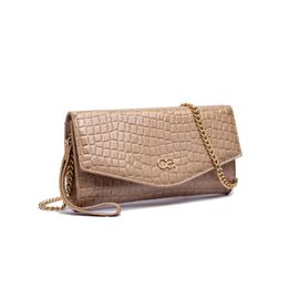Umhängetasche "Elegant", Damen, Gr. B/H/T: 24cm x 13cm x 5cm onesize, beige, Lederimitat, Collezione Alessandro, Taschen, Lackmaterial