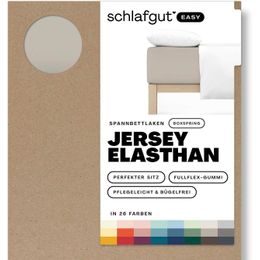 Spannbettlaken Schlafgut "EASY Jersey Elasthan Boxspring", beige (sand mid), 1 Stk., Jersey, 180-200x200-220 40, Jersey, Obermaterial: 95% Baumwolle, 5% Elasthan, Bettlaken, MADE IN GREEN by OEKO-TEX
