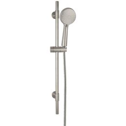 Brausegarnitur Wenko "Young", silber (silber matt), Edelstahl, Brausegarnituren, Duschstange inkl. Halter, Handbrause und Duschschlauch
