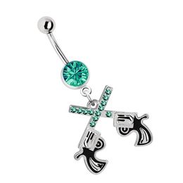 Adelia&acute;s Bauchnabelpiercing ADELIA&acute;S "Piercing Piercing Bauchnabelpiercing", Damen, Gr. onesize, blau (t&uuml;rkis), Chirurgiestahl, Piercings, 316l Stahl Banane - t&uuml;rkis mit Stein und Pistolen