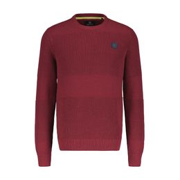 Strickpullover Lerros, Herren, Gr. XXL, rot (deep garnet rot), Strick, Obermaterial: 100% Baumwolle, unifarben, bequem hüftbedeckend, Rundhals, Strickbund, Pullover, im Struktur-Mix