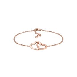 Armband Elli "Herzen Symbol Klassisch Liebe 925 Silber", rosa (rosegold), Armb&auml;nder, Damen, 20cm, ohne Stein, Silber 925 (Sterlingsilber), Armband