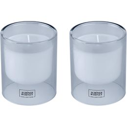 Sch&ouml;ner Wohnen Kollektion Duftkerze "&raquo;Soft Cotton L&laquo;", blau, B:9cm H:11cm T:9cm, Glas, Wachs, SCH&Ouml;NER WOHNEN-KOLLEKTION, Kerzen, im Glas, wohlig frischer Duft, Brenndauer 45 - 55 Stunden