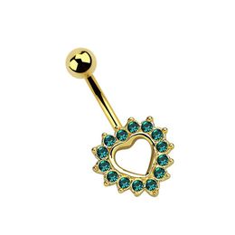 Adelia´s Bauchnabelpiercing ADELIA´S "Piercing Piercing Bauchnabelpiercing", Damen, Gr. onesize, blau (türkis), Chirurgiestahl, Piercings, 316l Stahl Banane - Herz mit Steinkranz türkis