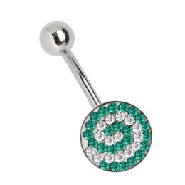 Adelia&acute;s Bauchnabelpiercing ADELIA&acute;S "Piercing Bauchnabelpiercing", gr&uuml;n, Piercings, Damen, onesize, Chirurgiestahl, 11 mm Multi-Strass-Platte mit Spirale
