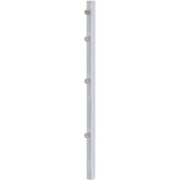 Zaunpfosten Alberts, grau (feuerverzinkt), B:6cm H:175cm T:4cm, Stahl, Zaunpfosten, 60x40 mm f&uuml;r Doppelstabmattenzaun, 175 cm, mit Klemmlaschenbefestigung