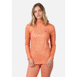 Funktionsshirt KARI TRAA "FRYD", Damen, Gr. XS, orange, 100% Polyester, mehrfarbig, normal, hoch geschlossener Ausschnitt, Shirts Funktionsshirt, mit 1/4 Zip und Stehkragen