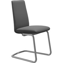 Polsterstuhl stressless "Laurel", grau (grau batick, chrom glänzend), B:53cm H:92cm T:59cm, Leder BATICK: BATICK ist ein leicht korrigiertes, durchgefärbtes und genarbtes Möbelleder, bei dem die meisten Unebenheiten und Spuren in der Regel entfernt wurden., Stühle, Low Back, Größe M, mit Beinen aus Stahl in Chrom glänzend