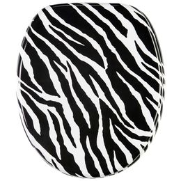 WC-Sitz Sanilo "Zebra Look", schwarz (schwarz, weiß), B:37,7cm L:47cm, MDF - Mitteldichte Holzfaserplatte, WC-Sitze, mit Absenkautomatik