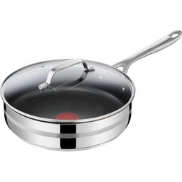 Schmorpfanne Tefal "Jamie Oliver Cook Smart, Ø 25 cm, Pfanne Induktion, Thermo-Signal", silber (edelstahlfarben), B:26,4cm H:7cm L:46cm Ø:25cm, Pfannen, Antihaftversiegelung, geeignet für alle Herdarten, E31033