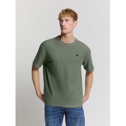 T-Shirt NO EXCESS "NO EXCESS Jacquard crewneck t-shirt", Herren, Gr. XL, grau (dunkelgrau), 100% Baumwolle, Shirts
