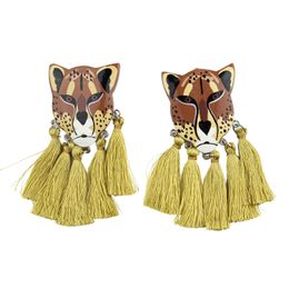 Paar Ohrclips "Leo", Damen, Gr. Lederimitat, braun, Collezione Alessandro, Ohrringe