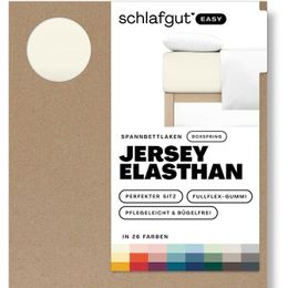 Spannbettlaken Schlafgut "EASY Jersey Elasthan Boxspring", gelb (gelb light), 1 Stk., Jersey, 180-200x200-220 40, Jersey, Obermaterial: 95% Baumwolle, 5% Elasthan, Bettlaken, MADE IN GREEN by OEKO-TEX