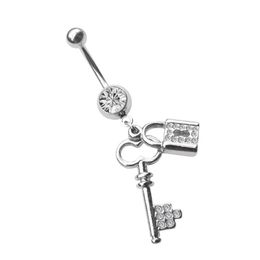 Adelia´s Bauchnabelpiercing ADELIA´S "Piercing Piercing Bauchnabelpiercing", Damen, Gr. onesize, transparent (klar), Chirurgiestahl, Piercings, 316l Stahl Banane - mit Schloss Schlüssel und Zirkonia