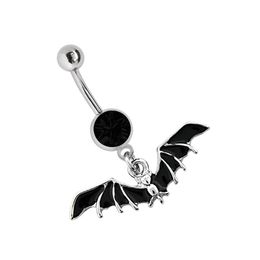 Adelia&acute;s Bauchnabelpiercing ADELIA&acute;S "Piercing Piercing Bauchnabelpiercing", Damen, Gr. onesize, schwarz, Chirurgiestahl, Piercings, Banane 316l Stahl, mit Fledermaus Anh&auml;nger