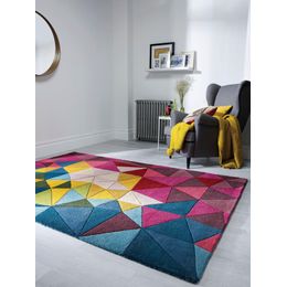 Wollteppich FLAIR RUGS "Falmouth, 100% Wolle", bunt (multi), B:120cm H:10mm L:170cm, Wolle, Teppiche, aus Naturfaser, bunt, Teppich, Wohnzimmer, Schlafzimmer, Esszimmer