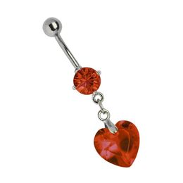 Adelia&acute;s Bauchnabelpiercing ADELIA&acute;S "Piercing Piercing Bauchnabelpiercing", Damen, Gr. onesize, rot, Titan, Piercings, Titan Banane - mit Zirkonia und Steinherz rot