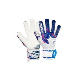 Torwarthandschuhe Reusch "Attrakt RE:GRIP NC Junior", Jungen, Gr. 8, pink (weiß, blau), 34% Polyester, 25% Elastodien, 1% Baumwolle, 3% Polyurethan, mehrfarbig, Handschuhe, mit maximalem Grip