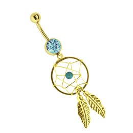 Adelia&acute;s Bauchnabelpiercing ADELIA&acute;S "Piercing Bauchnabelpiercing", blau (hellblau), Piercings, Damen, onesize, Chirurgiestahl, Mit 8 mm Steinkugel aus 316l Stahl Gold beschichtet