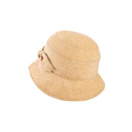 Strohhut Chaplino, Damen, Gr. L, gelb, 55% Viskose, 45% Baumwolle, unifarben, H&uuml;te Strohhut, in stylischem Leinen-Look