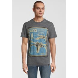 T-Shirt Recovered "Star Wars X-Wing Assembled", Damen, Gr. S, grau, 100% Baumwolle, bedruckt, normal, Rundhals, Shirts T-Shirt, im zeitlosen Design