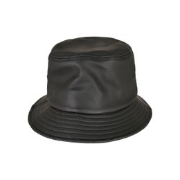 Flexfit Damen Flex Cap "Flexfit Bucket Hat Imitation Leather Bucket Hat"schwarz, unifarben, 100% Polyester, Caps