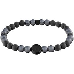 Armband Tommy Hilfiger "TH85 BEADS LE", grau (schwarz, edelstahlfarben, schwarz), Armbänder, Herren, 18,5cm, Carbon Edelstahl, Carbon, Edelstahl, mit Lapislazuli oder Hämatit