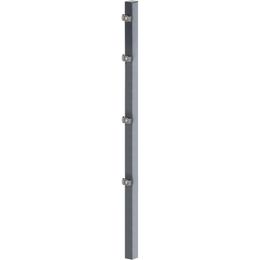 Zaunpfosten Alberts, grau (anthrazit), B:6cm H:200cm T:4cm, Stahl, Zaunpfosten, 60x40 mm für Doppelstabmattenzaun, 200 cm, mit Klemmlaschenbefestigung