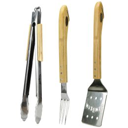Grillbesteck-Set JIM BEAM BBQ, beige (natur, silberfarben), Edelstahl, Grillbesteck-Sets