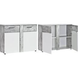Kommode Procontour "Trenti BESTSELLER", weiß (betonfarben, weiß), B:100cm H:81cm T:40cm, Sideboards, Höhe 81 cm, mit variabel verstellbaren Einlegeboden