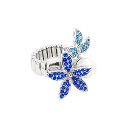 Fingerring "Blütenzauber", blau, Collezione Alessandro, Fingerringe, Damen, Messing