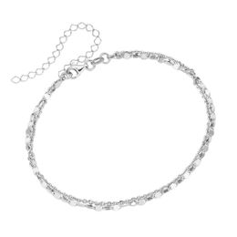 Fußkette Smart Jewel "zweireihig, ovale Plättchen, Ankerkette, Silber 925", silber, Fußketten, Damen, 28cm, Silber 925 (Sterlingsilber)