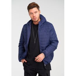Steppjacke behype "JANNOS", Herren, Gr. S, blau (dunkelblau), 100% Polyester, unifarben, Jacken, mit wärmender Kapuze