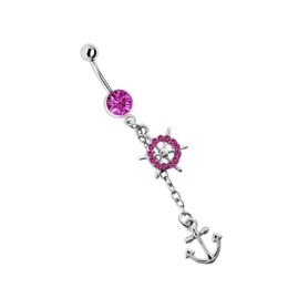 Adelia´s Bauchnabelpiercing ADELIA´S "Piercing Bauchnabelpiercing", pink, Piercings, Damen, onesize, Chirurgiestahl, Anhänger aus Pewter in Silber platiniert