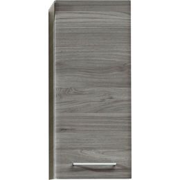 Hängeschrank SAPHIR "Quickset 916 Wand-Badschrank 30 cm breit mit 1 Tür, 2 Einlegeböden", grau (sangallo grau quer), B:30cm H:70cm T:20cm, Spanplatte, Schränke, Hängeschrank, Badezimmer-Hängeschrank Sangallo Grau quer Nachbildung