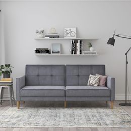 3-Sitzer DOREL HOME "Lilly", grau (anthrazit), B:207cm H:82cm T:82cm, Veloursstoff 100% Polyester, Sofas, Bett-Funktion, R&uuml;ckenlehne 3-fach verstellbar, Sitzh&ouml;he 43 cm