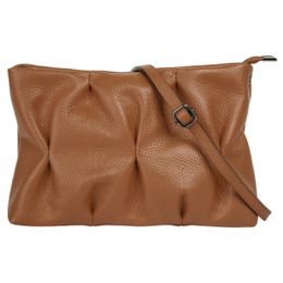 Umhängetasche CLUTY, Damen, Gr. B/H/T: 24cm x 20cm x 5cm onesize, braun (cognac), Leder, leicht glänzend, unifarben, Taschen, echt Leder, Made in Italy