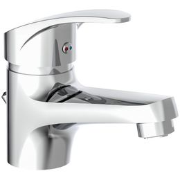 Sch&uuml;tte Waschtischarmatur SCH&Uuml;TTE "Orazi", grau (chrom), B:4,7cm H:11,2cm T:14,6cm, Messing, Armaturen, mit Zugstange, mit Ablaufgarnitur, Mischbatterie