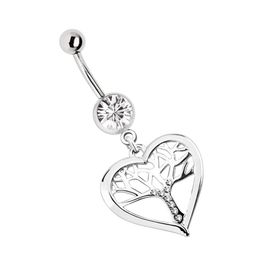 Adelia&acute;s Bauchnabelpiercing ADELIA&acute;S "Piercing Piercing Bauchnabelpiercing", Damen, Gr. onesize, transparent (klar), Chirurgiestahl, Piercings, 316l Stahl Banane - klar mit Stein und Herz mit Lebensbaum